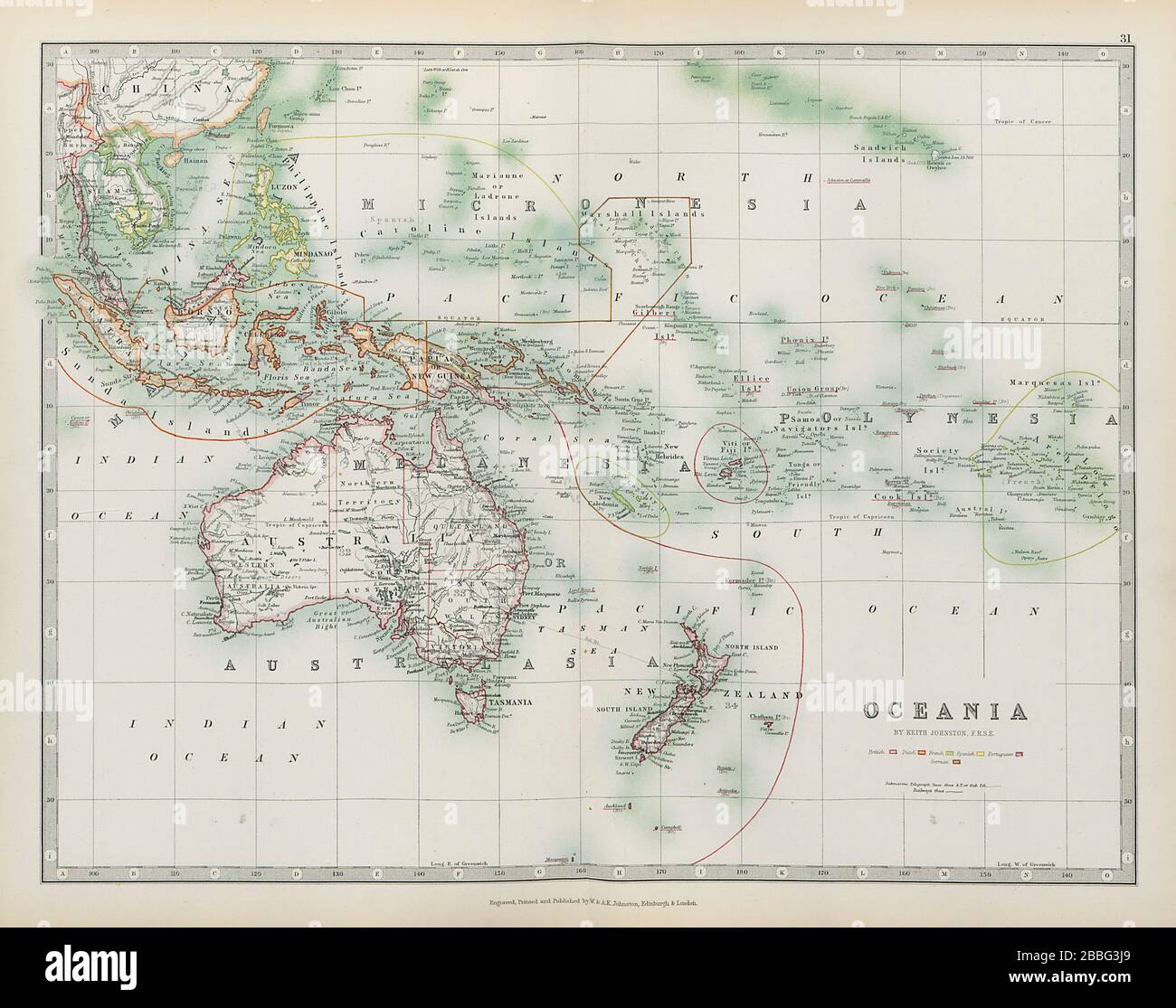 COLONIAL OCEANIA Australasia Pacific British Dutch French US JOHNSTON ...