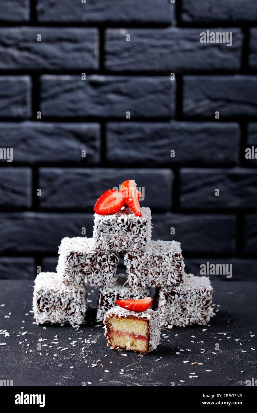 Sponge biscuits in chocolate hi-res stock photography and images - Alamy