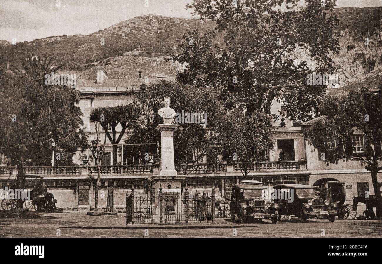 Queen Victoria's monument and garrison library, Gibraltar, c.1920 Stock ...