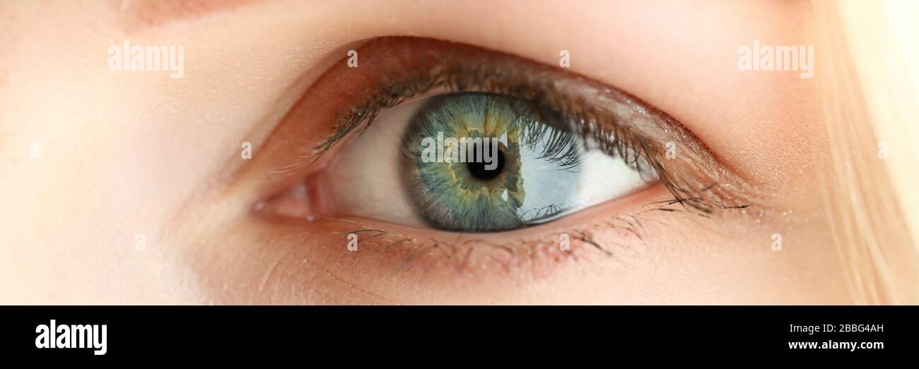 Female left grey green coloured amazing eye Stock Photo - Alamy