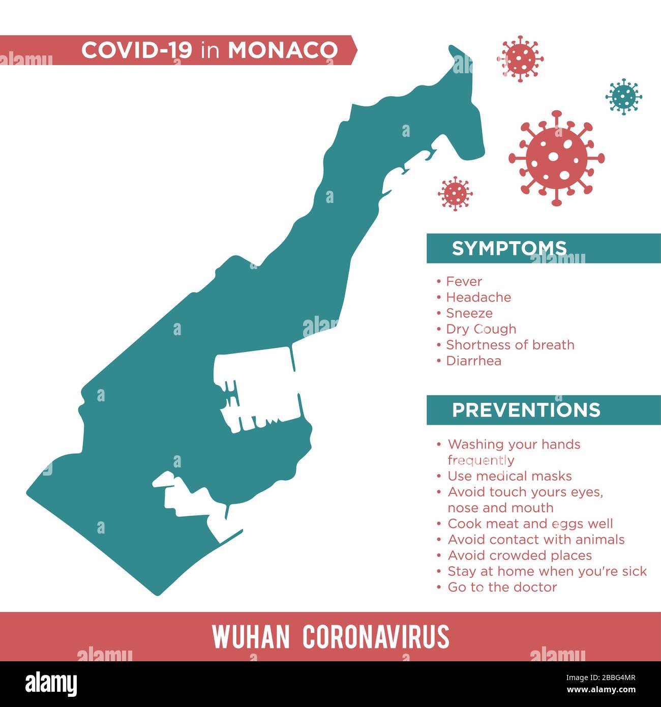 Monaco Europe Country Map. Covid-29, Corona Virus Map Infographic ...