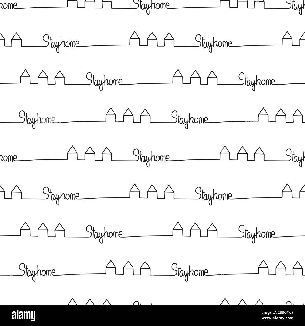 Stay home seamless vector pattern. Corona virus Repeating background ...