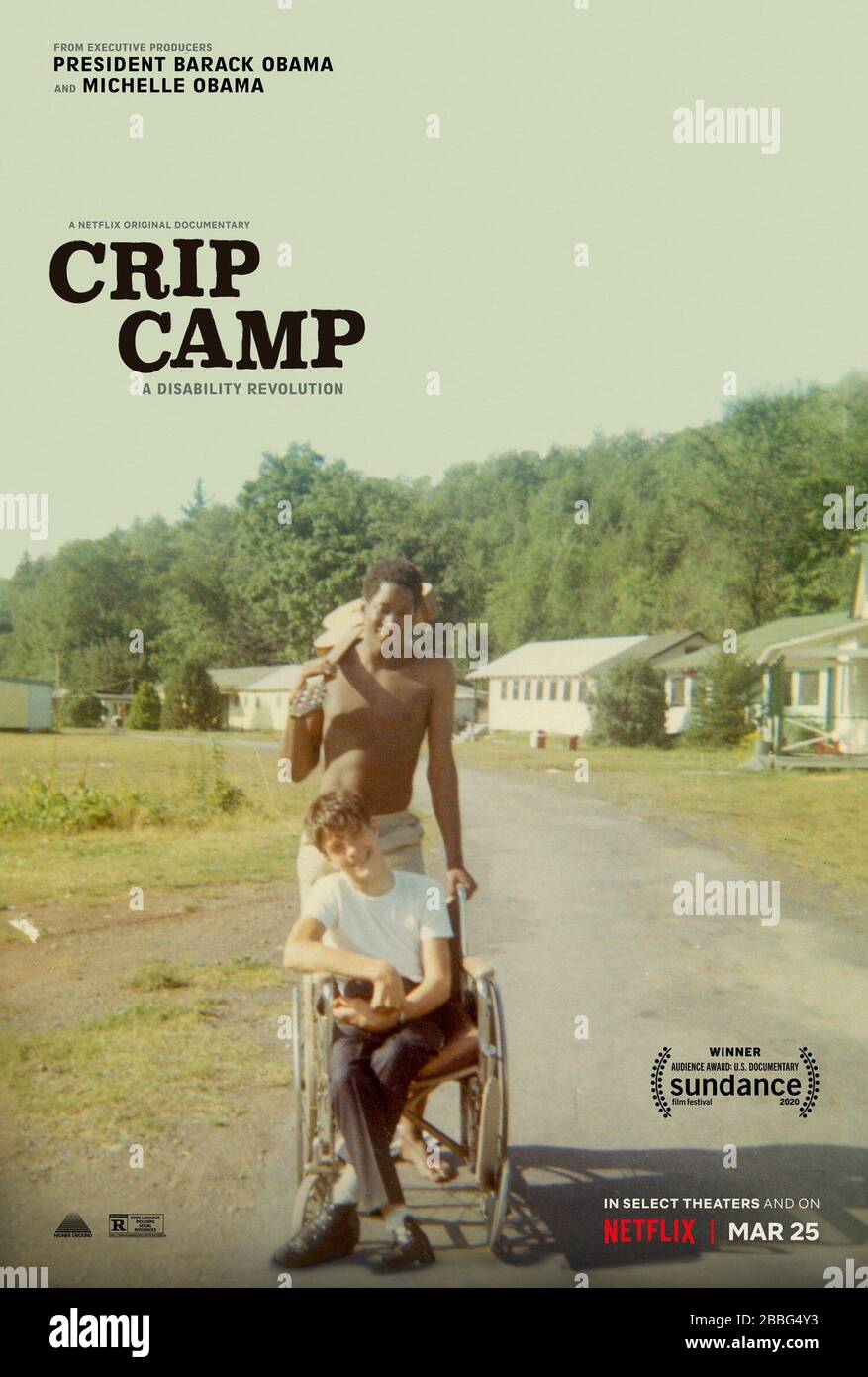 CRIP CAMP, US poster, campers at Camp Jened, Hunter, NY, early 1970s ...