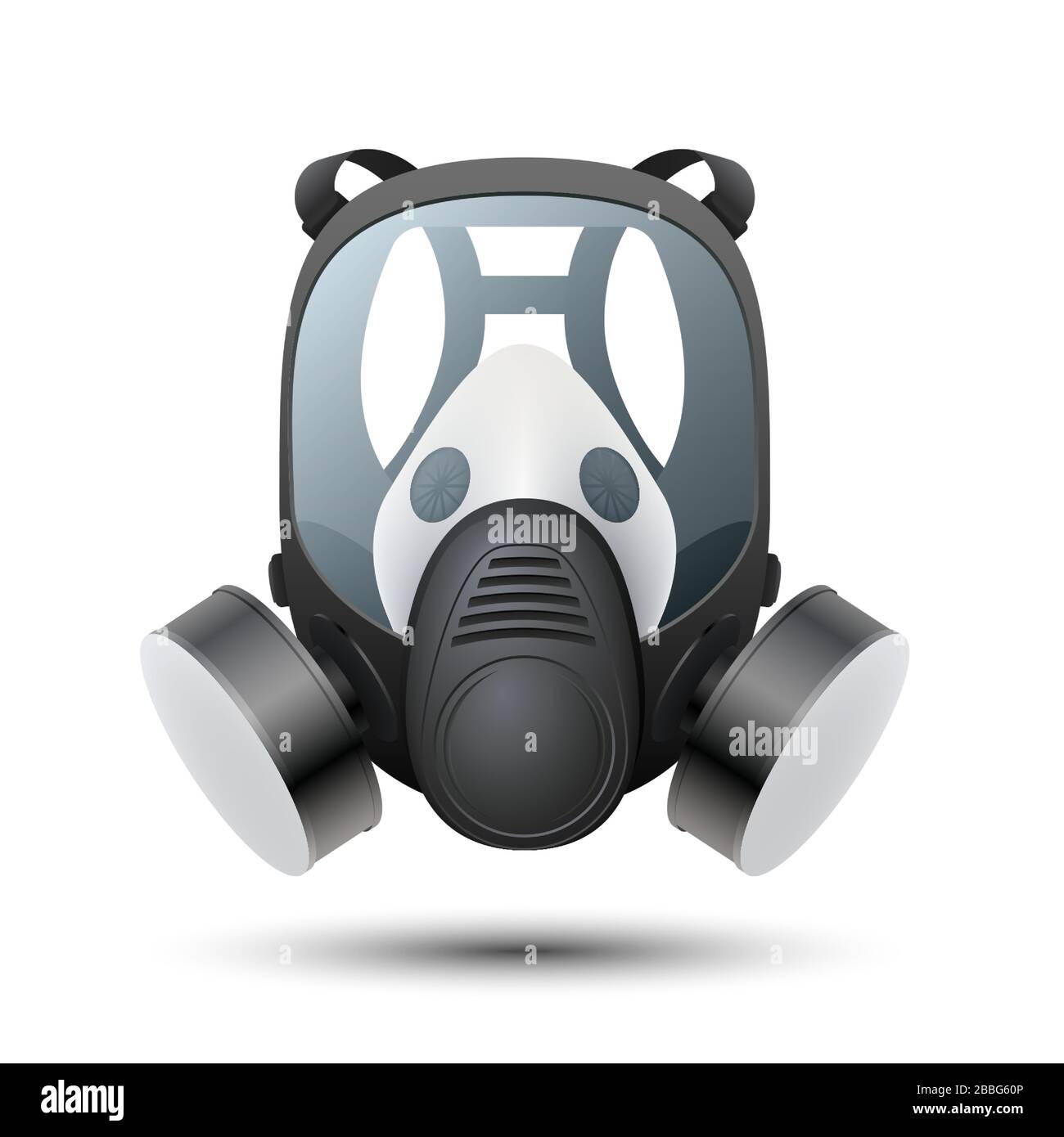Respirator Isolated On White Background Detailed Chemical Gas Mask Respirator With Protective
