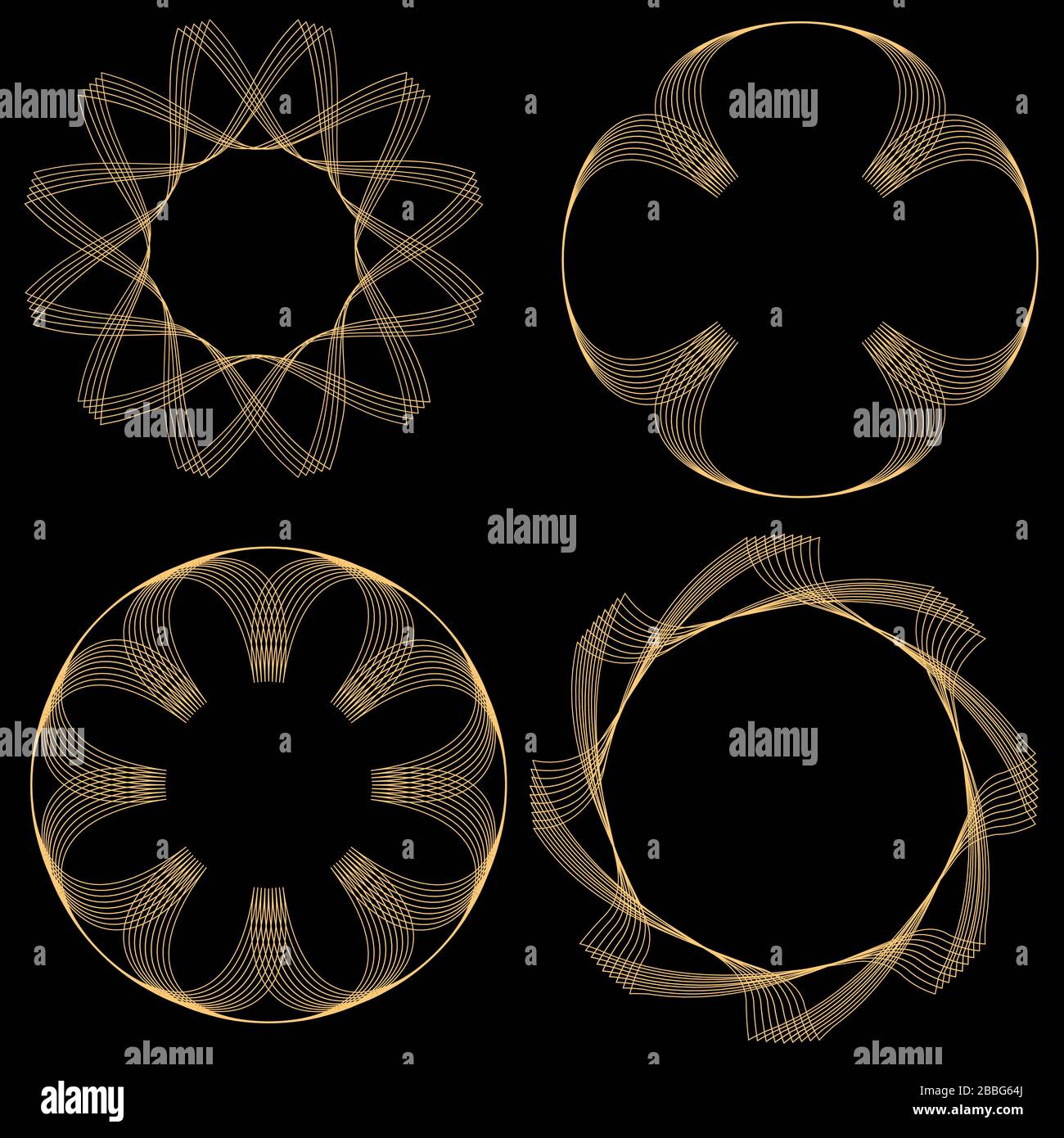 Golden geometric frames art deco style. Set of 4 trendy frames with ...