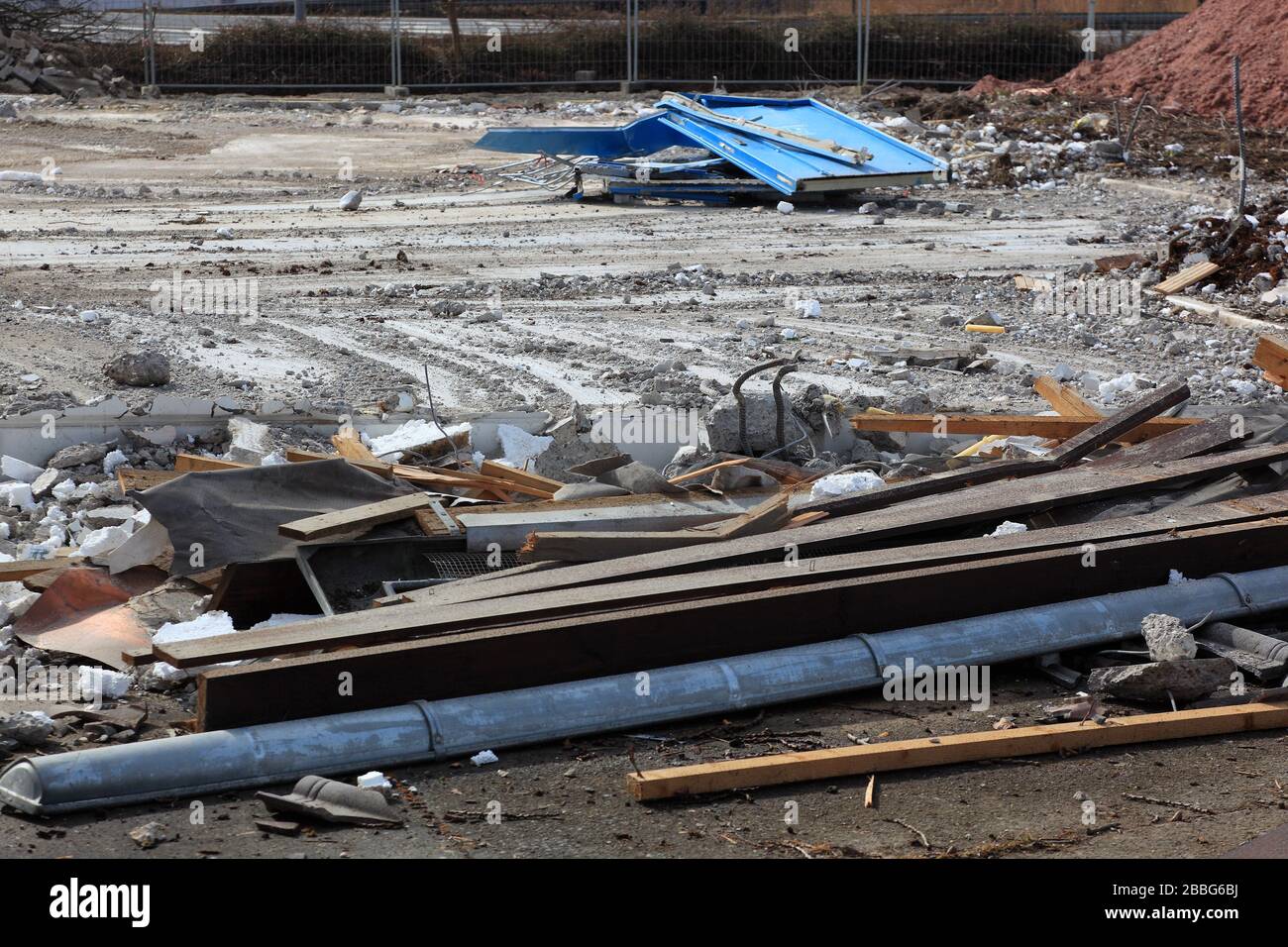 Demolition of an old industrial building, commercial building, metal ...