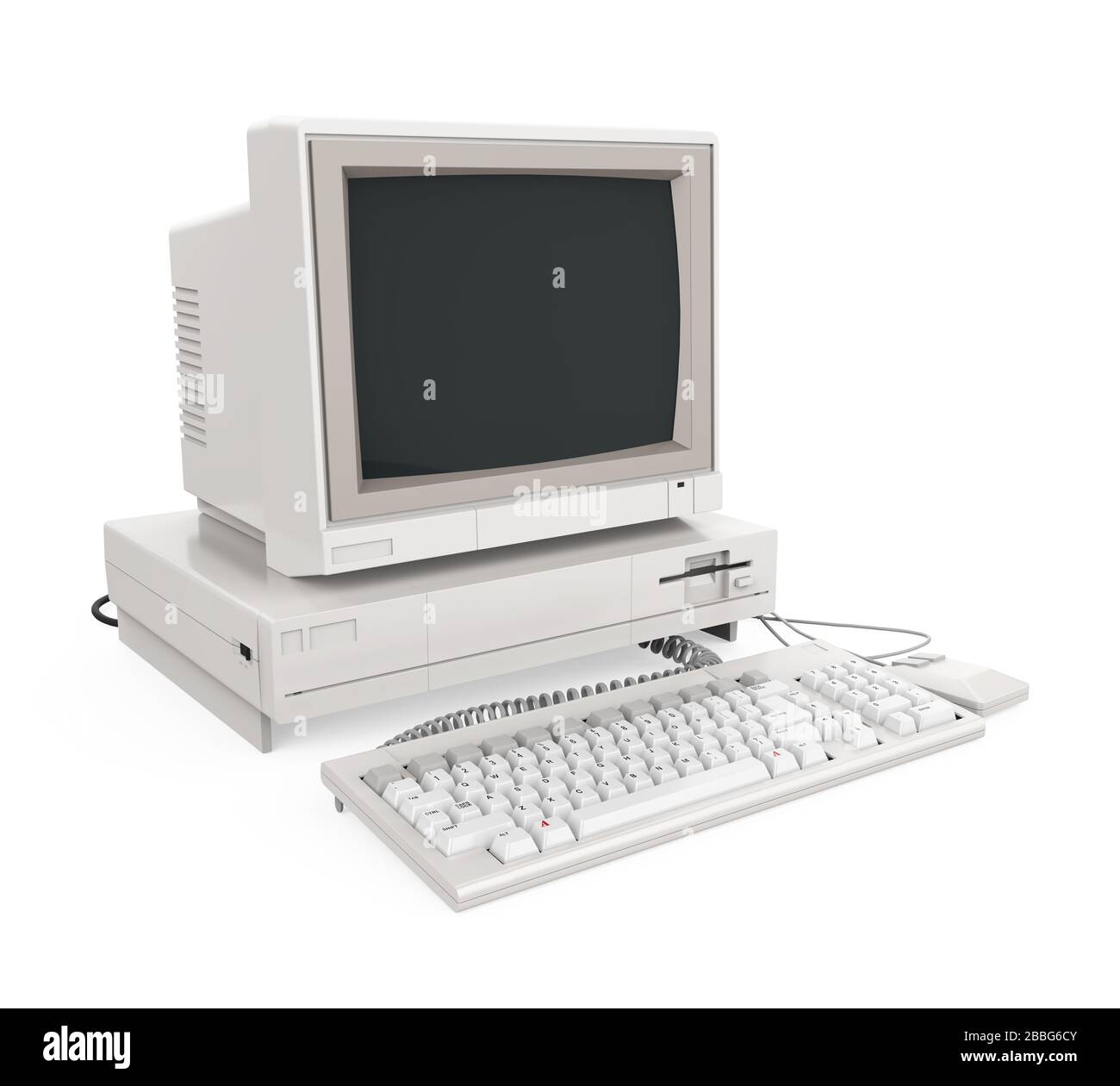 Old Desktop Computer with a Blank White Screen Monitor, Keyboard and ... Old Desktop Computer with a Blank White Screen Monitor, Keyboard and ...