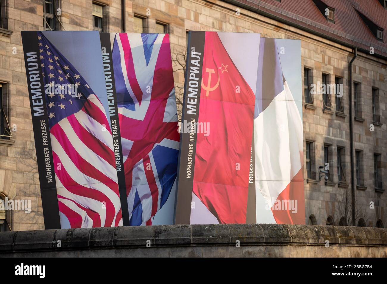 31 March 2020, Bavaria, Nuremberg: "Nuremberg Trials Memorium" is ...