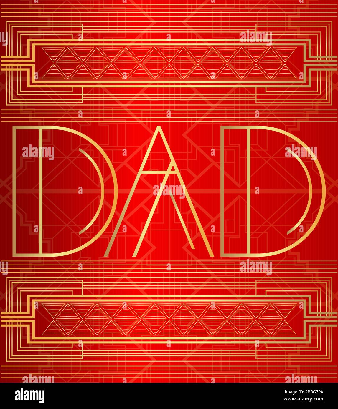 Art Deco Dad text. Decorative greeting card, sign with vintage letters ...
