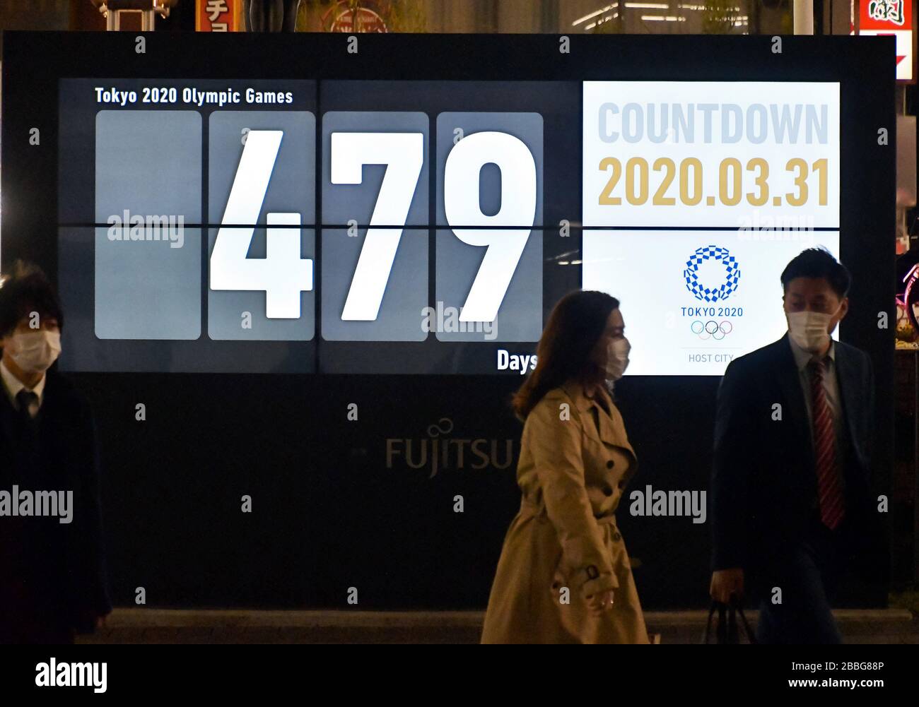 Tokyo, Japan. 31st Mar, 2020. A countdown digital signage for the Tokyo ...