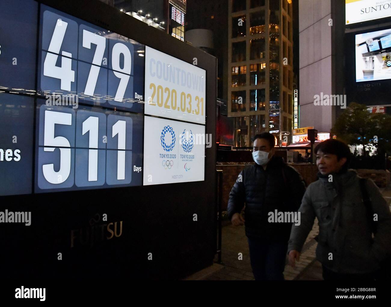 Tokyo, Japan. 31st Mar, 2020. A countdown digital signage for the Tokyo ...