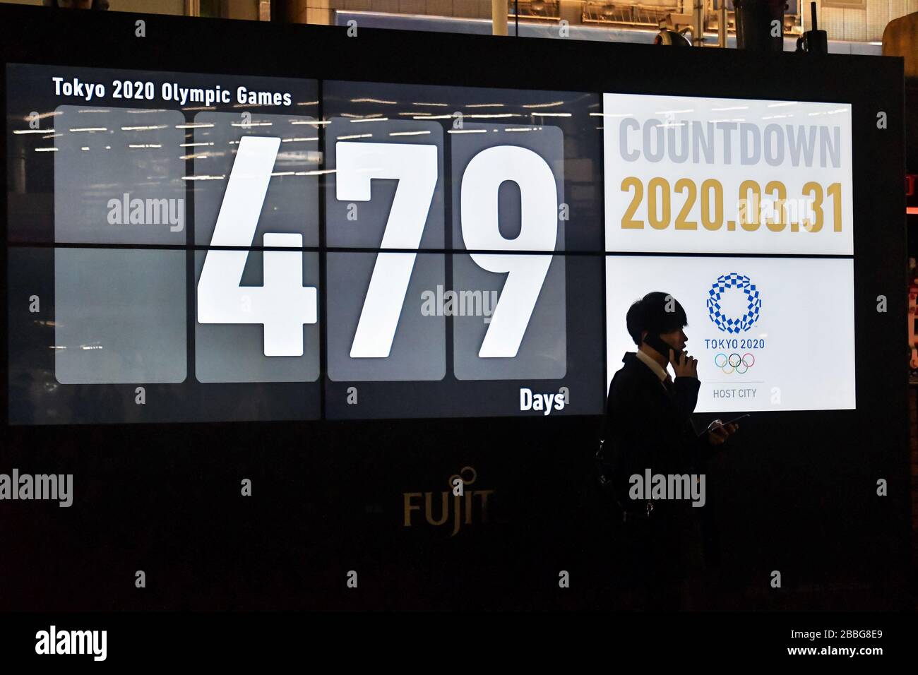 Tokyo, Japan. 31st Mar, 2020. A countdown digital signage for the Tokyo ...