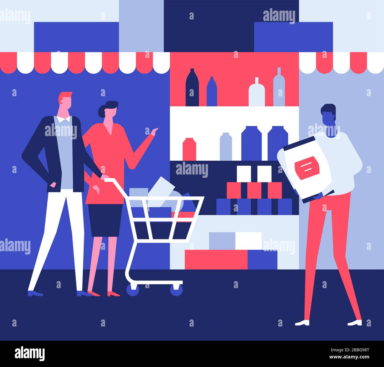 Family in the shop - flat design style illustration Stock Vector Image ...