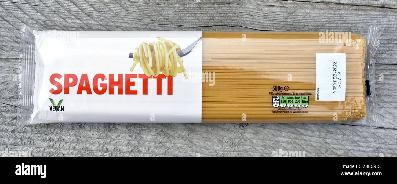 Spaghetti 500g retail pack,packaging Stock Photo - Alamy