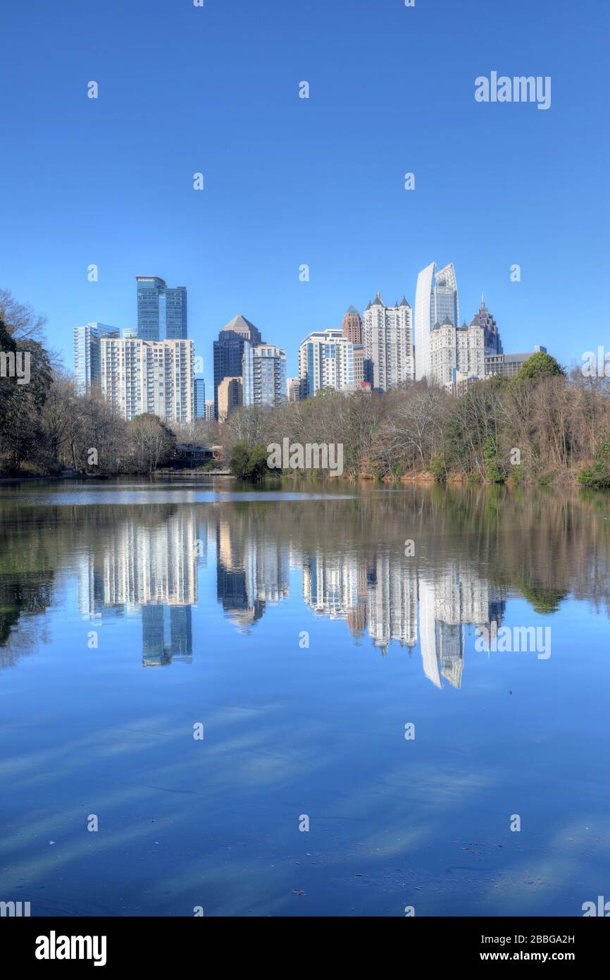 A Vertical of Atlanta, Georgia skyline with reflections Stock Photo - Alamy