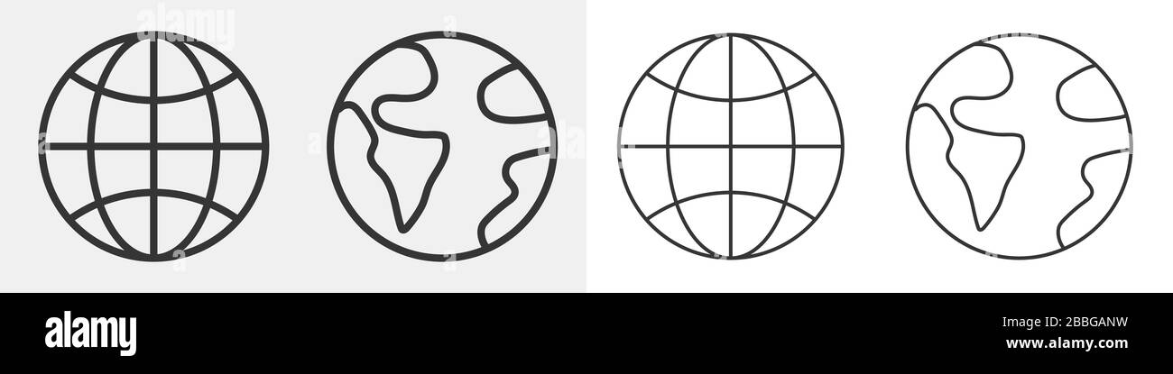 World icons isolated. Set of planet icons in flat linear style. Vector ...