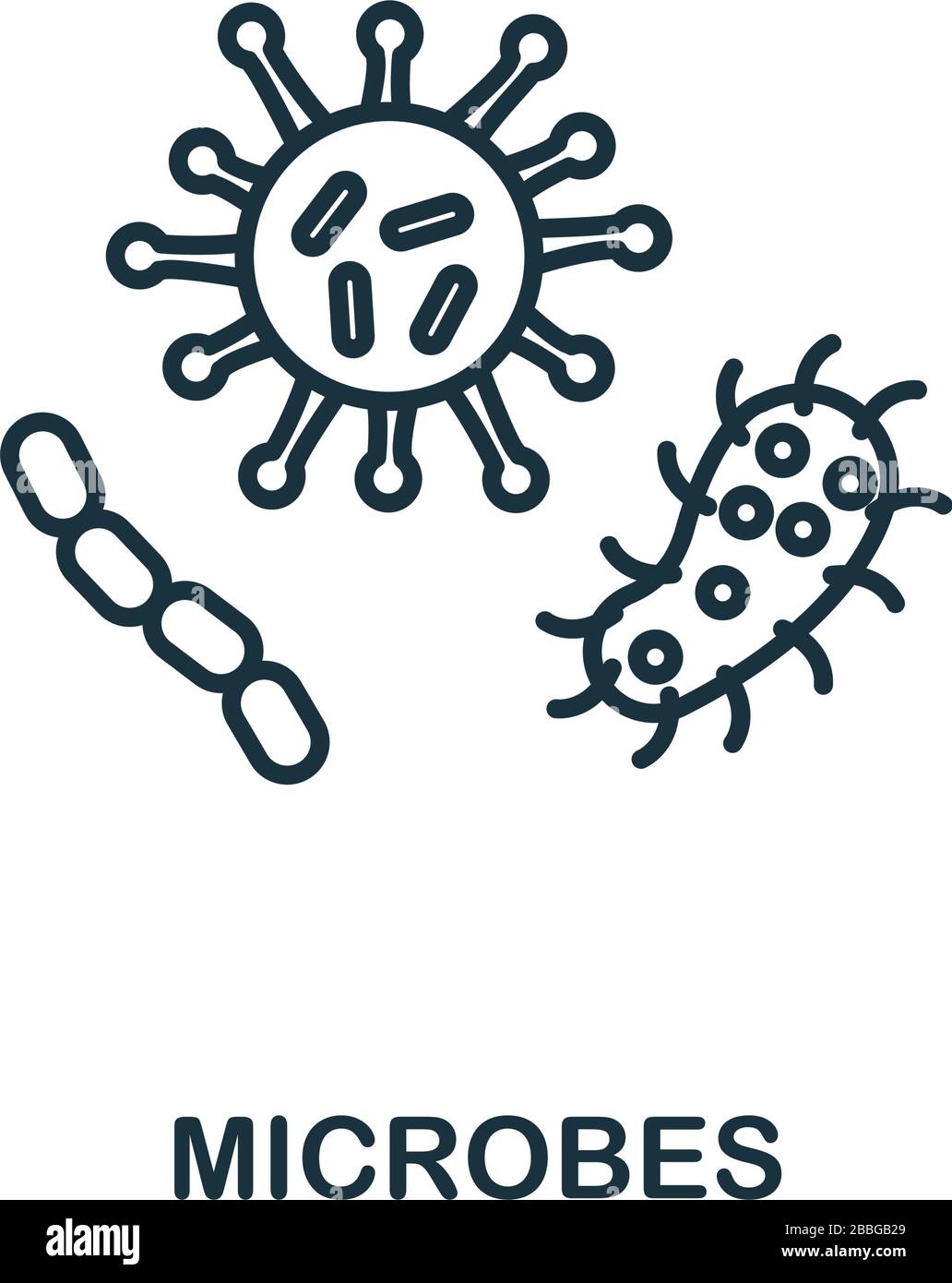 Microbes icon. Line style element from hygiene collection. Thin ...