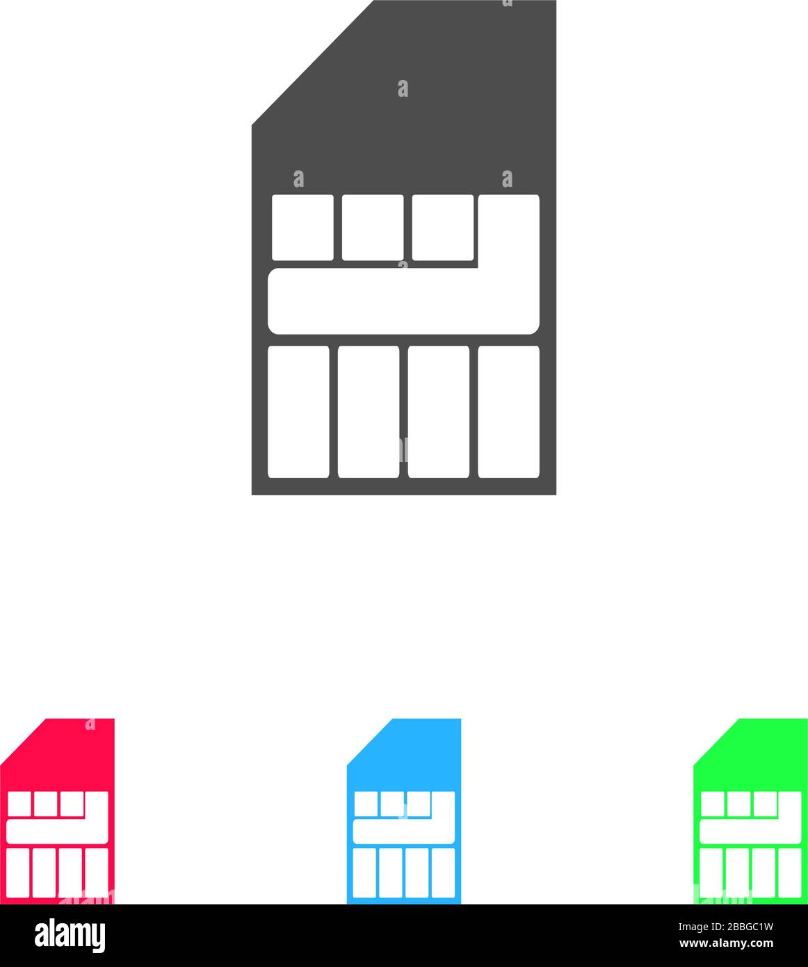 Sim card icon flat. Color pictogram on white background. Vector ...