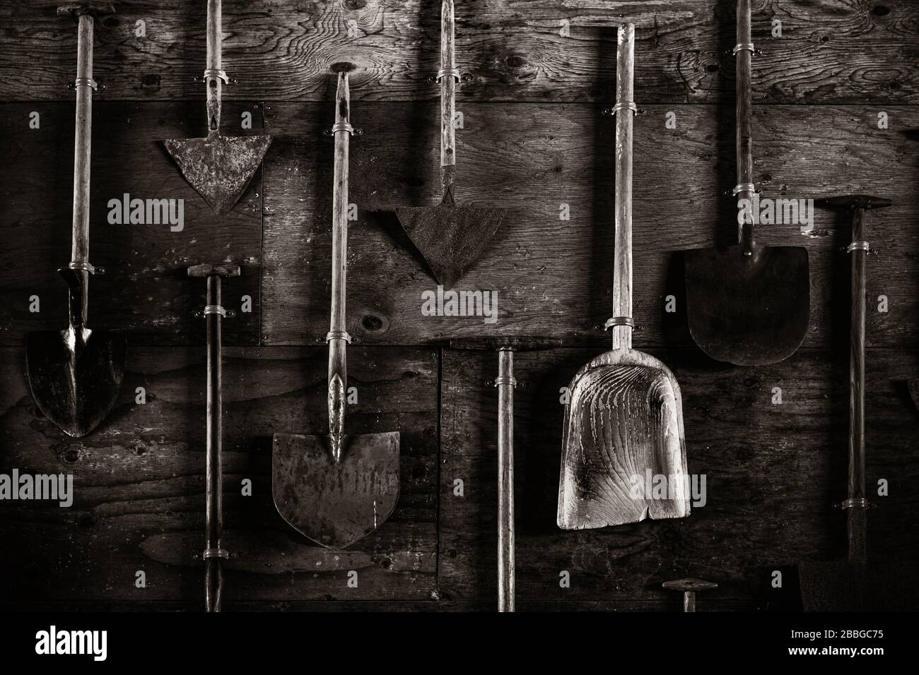 Farming tools in farm in display Stock Photo - Alamy