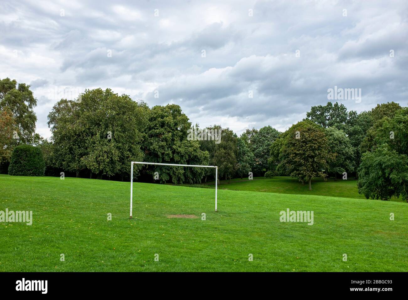 Empty goal post in park hi-res stock photography and images - Alamy