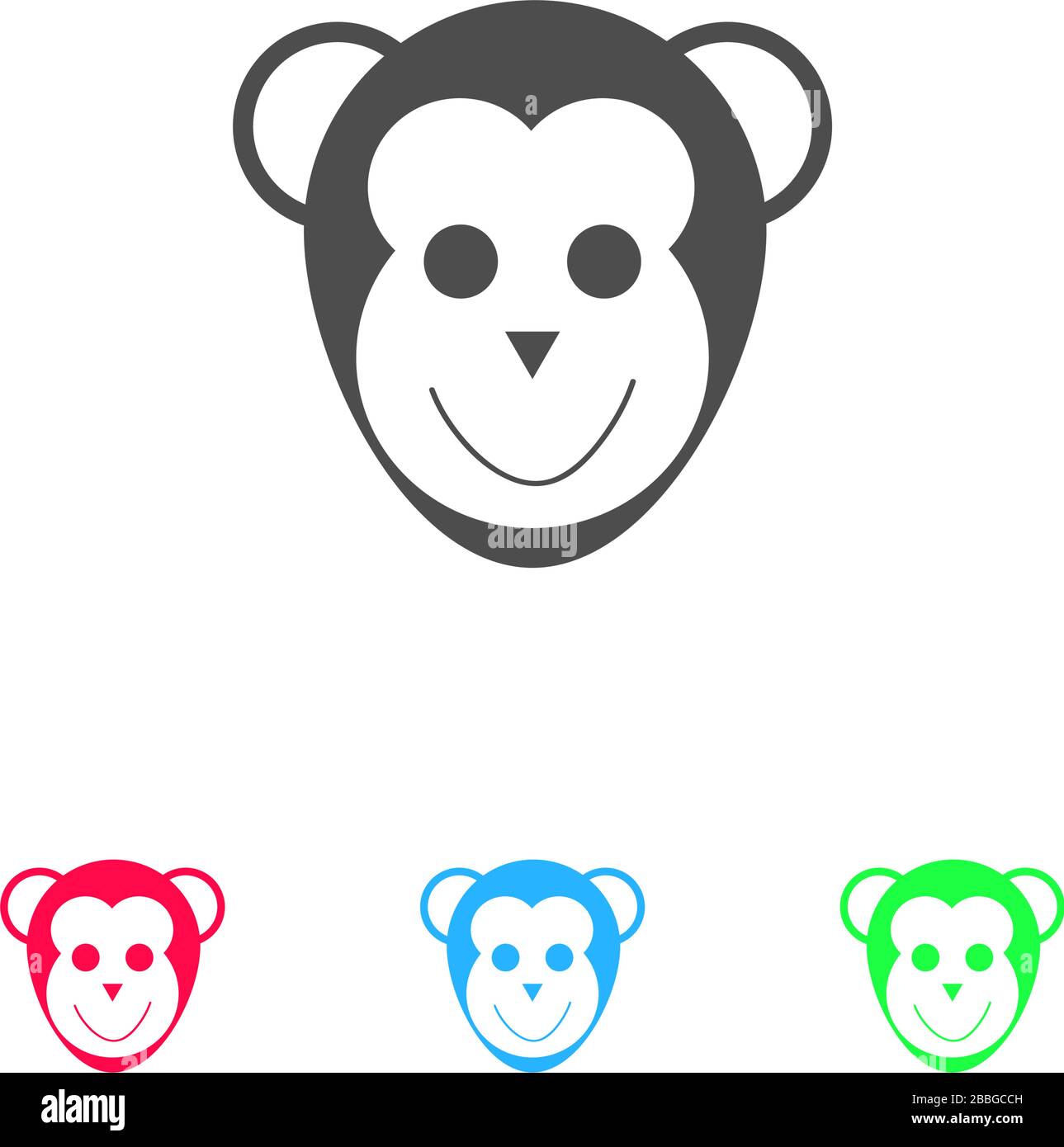 Monkey head icon flat. Color pictogram on white background. Vector ...