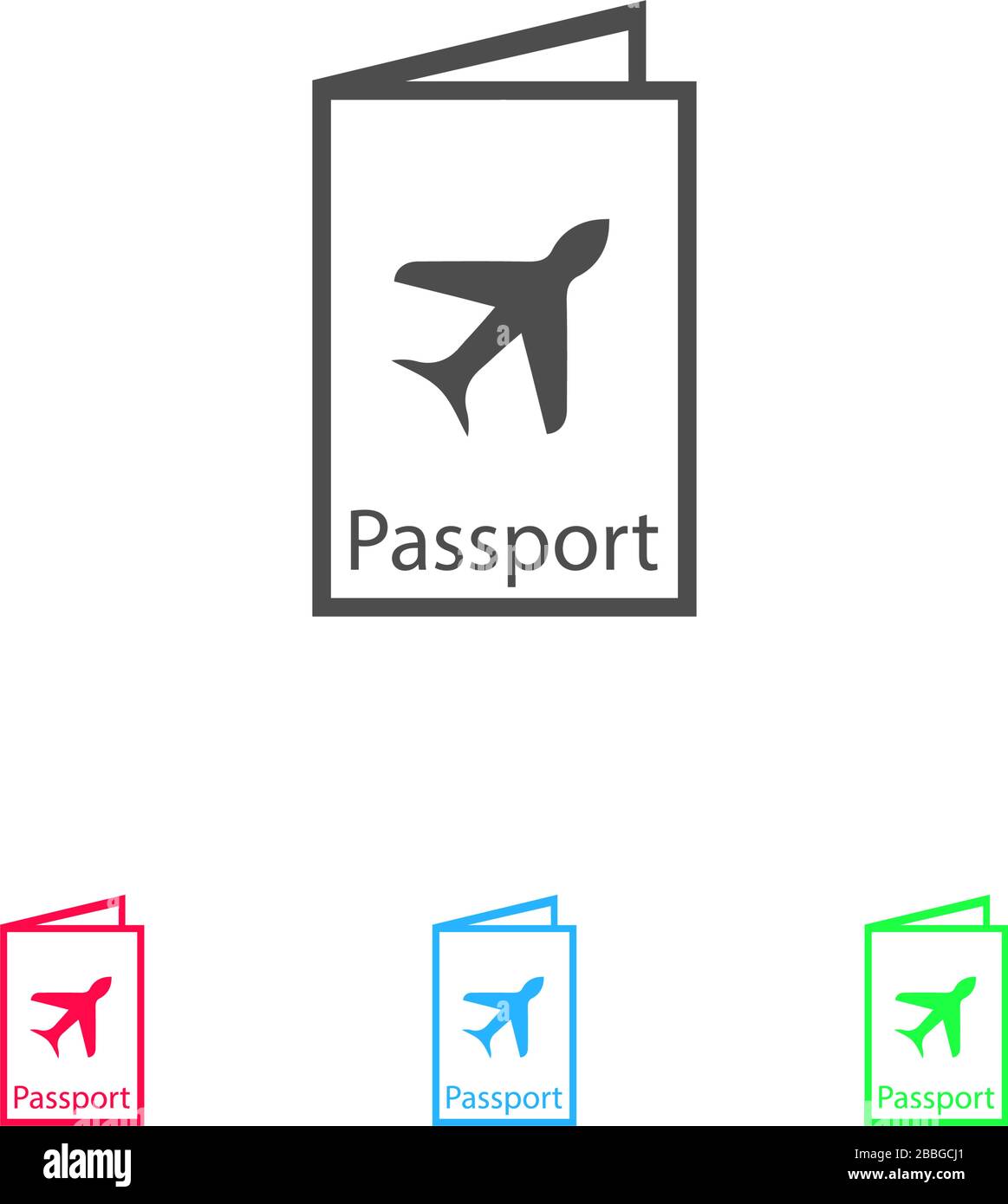 Passport travels icon flat. Color pictogram on white background. Vector ...