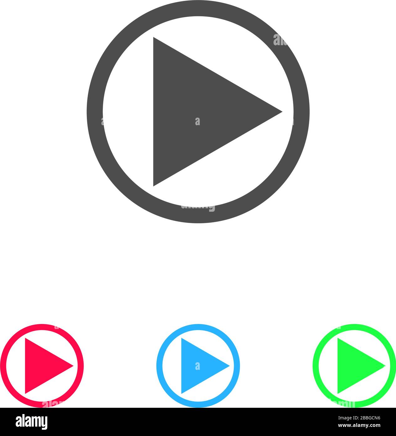 Play button icon flat. Color pictogram on white background. Vector ...