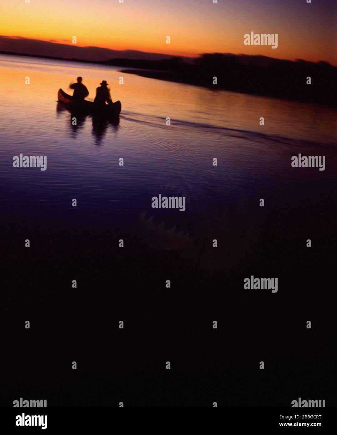 Two people are rowing a boat in a river Stock Photo - Alamy