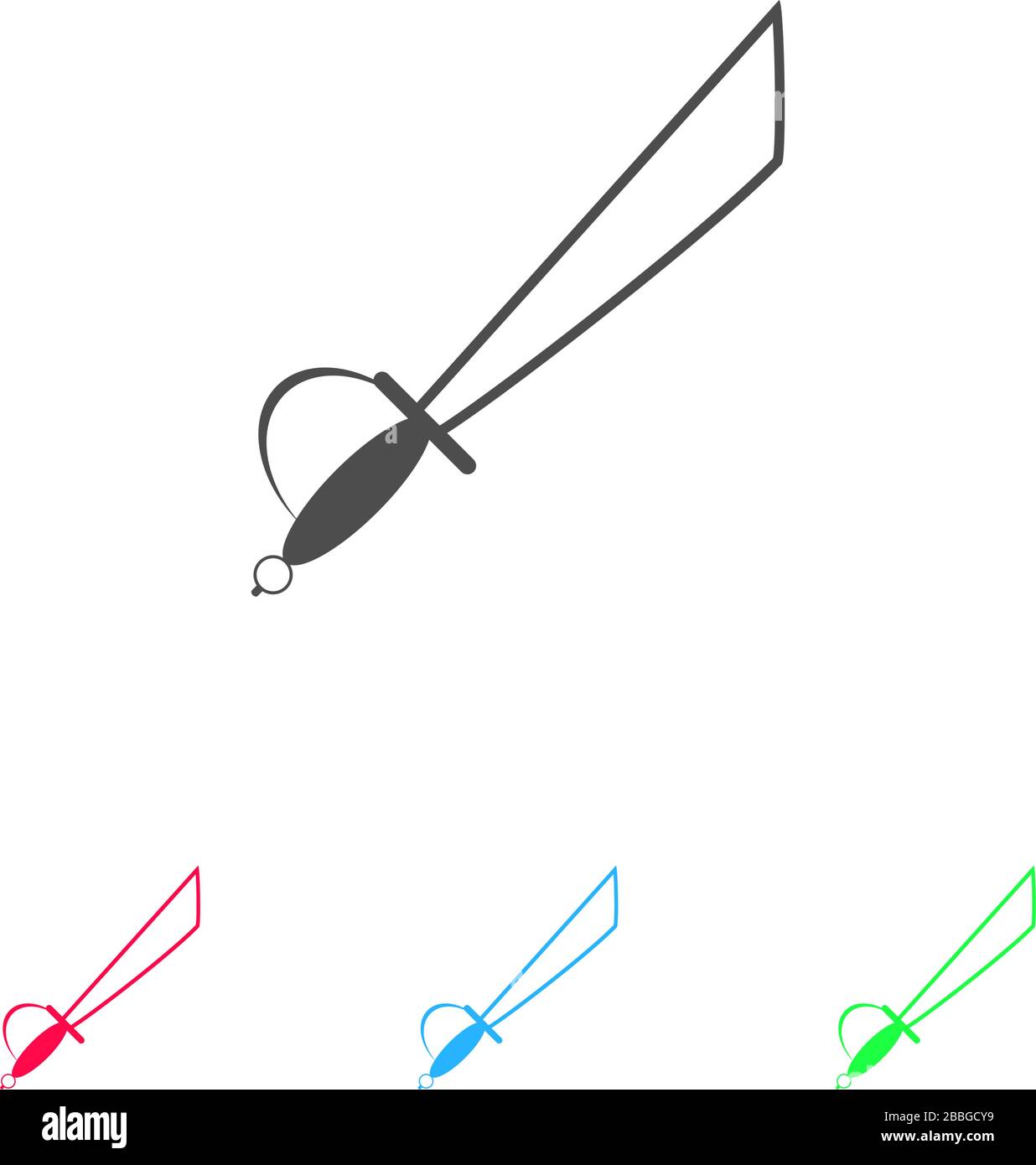 Sword icon flat. Color pictogram on white background. Vector ...