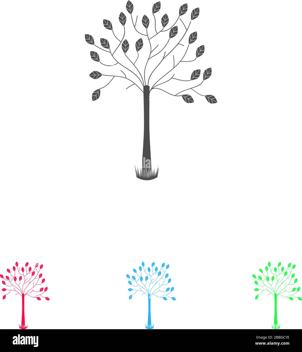 Decorative tree icon flat. Color pictogram on white background. Vector ...