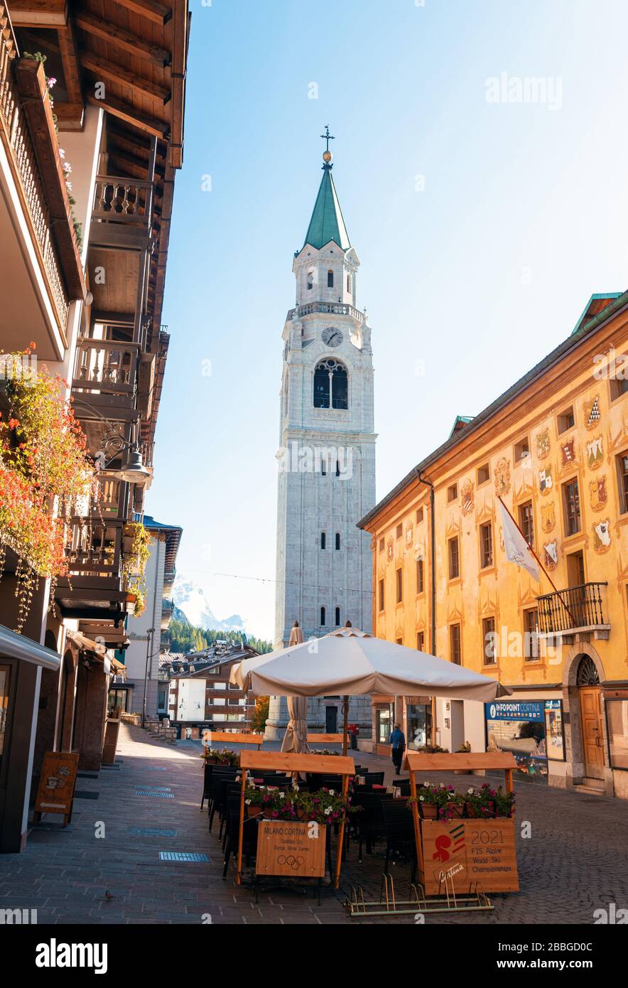 BELLAMONTE, ITALY - OCT 13, 2019: Street view of Bellamonte as the ...