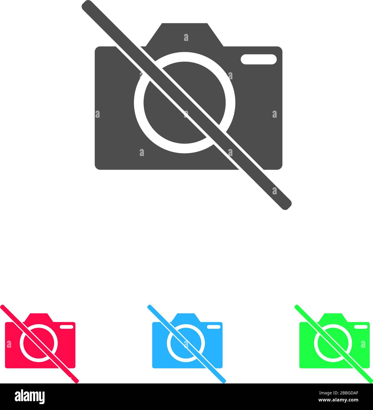 No photo camera icon flat. Color pictogram on white background. Vector ...