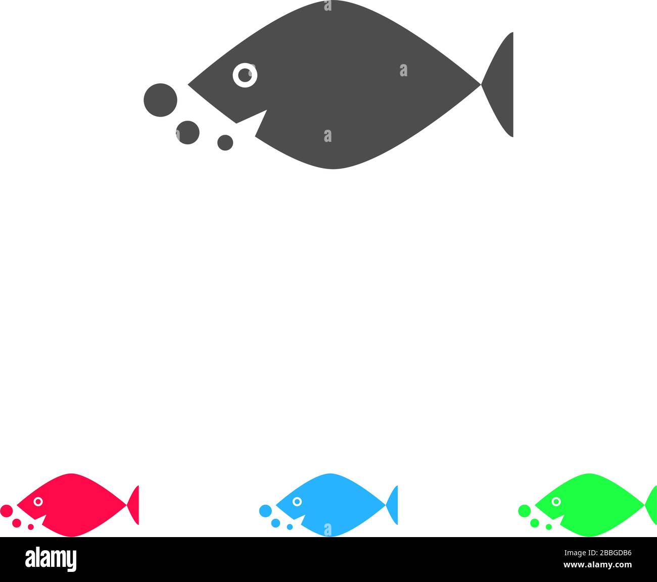 Fish icon flat. Color pictogram on white background. Vector ...