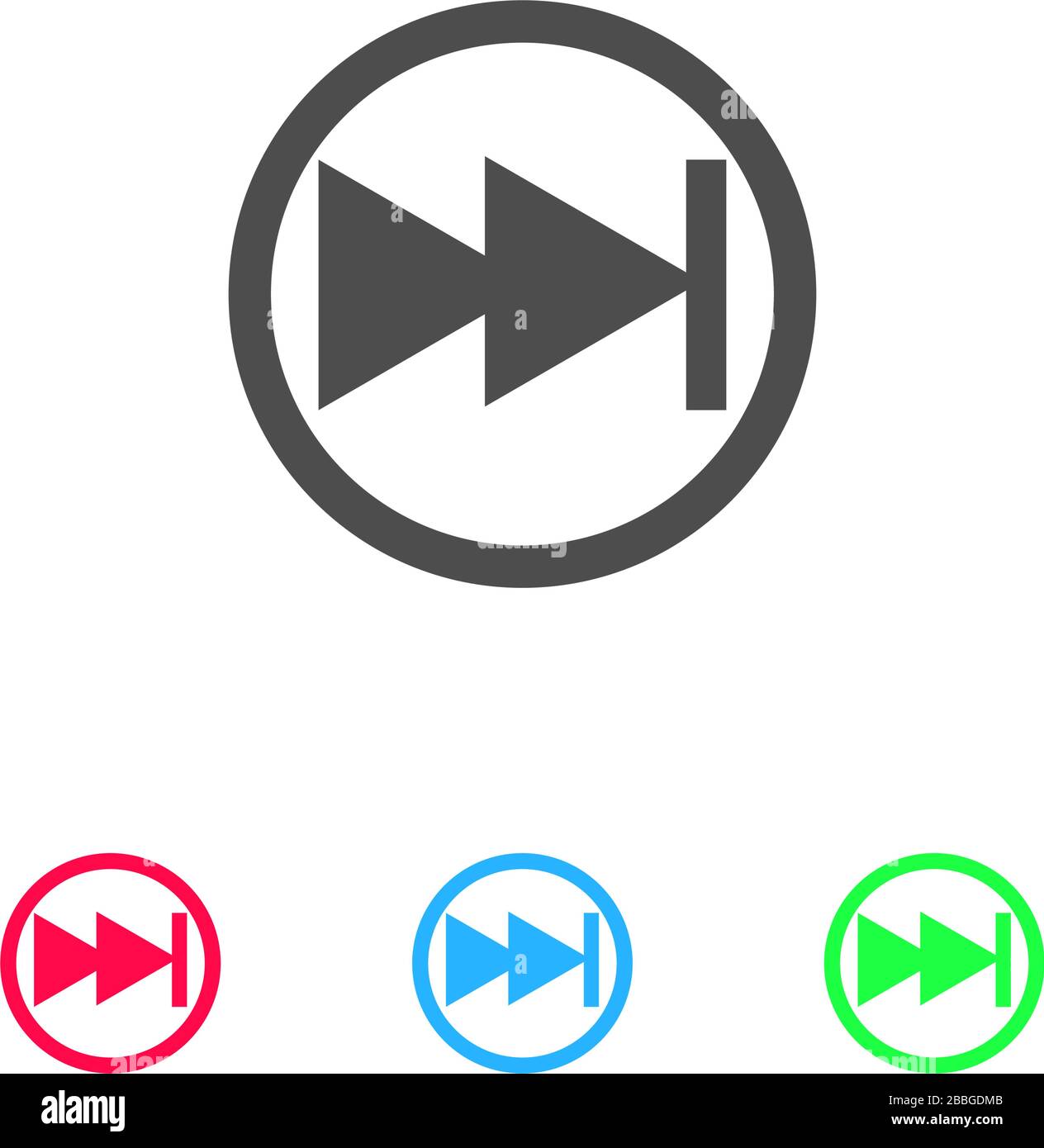 Fast forward double right arrows icon flat. Color pictogram on white ...