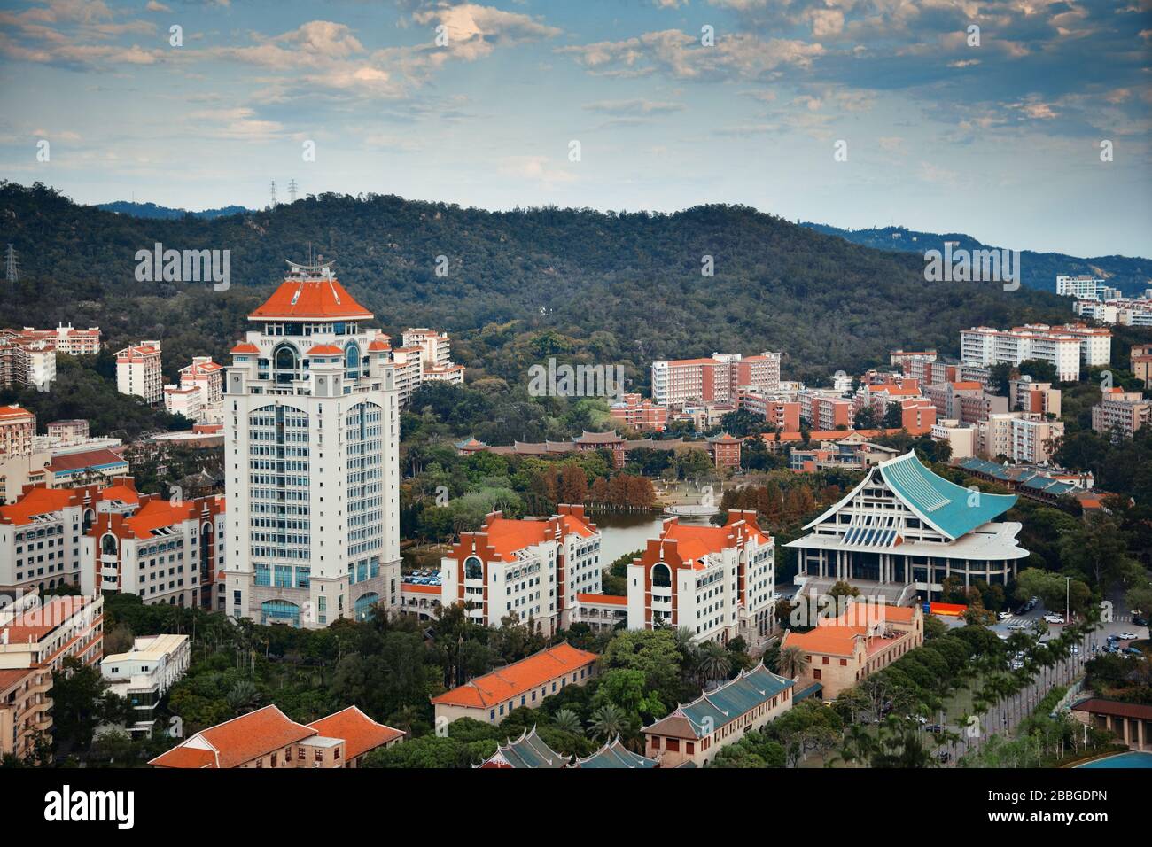 Xiamen University architecture aerial view in Fujian, China Stock Photo ...