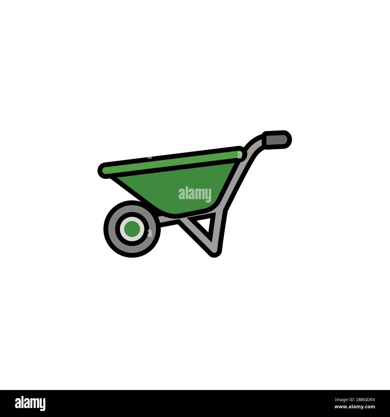 Wheelbarrow. Filled color icon. Gardening vector illustration Stock ...