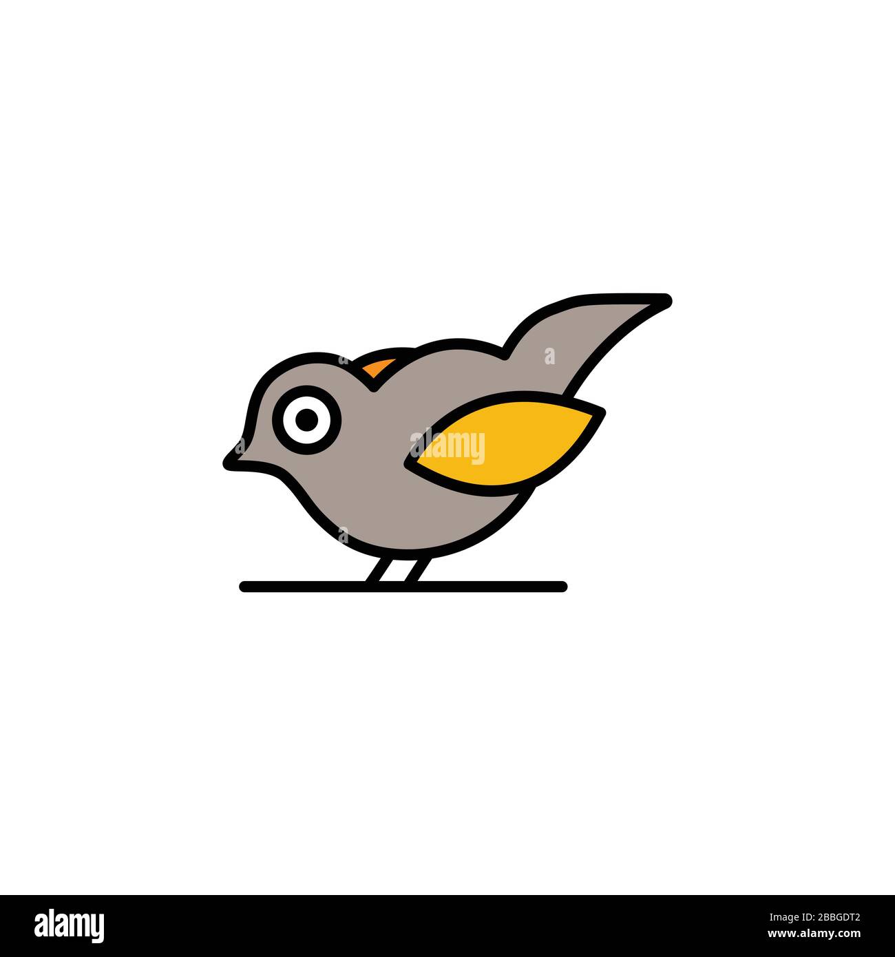 Little bird. Filled color icon. Isolated animal vector illustration ...