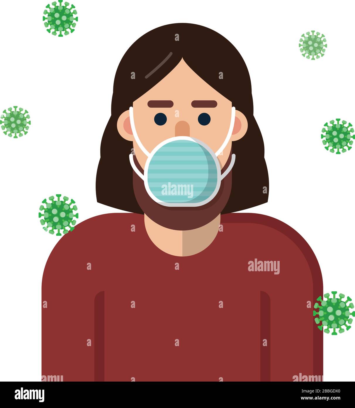 vector illustration with character wearing a protection mask Stock ...
