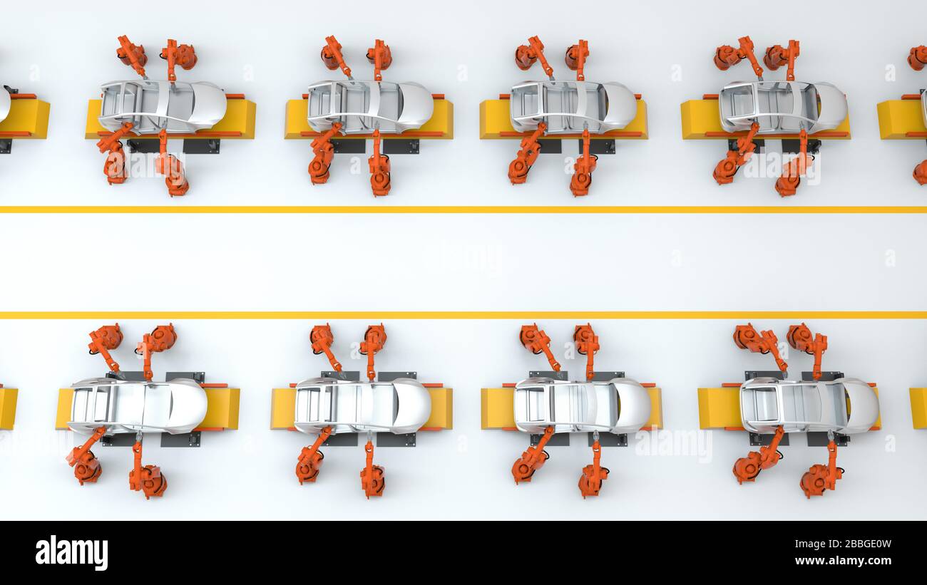 Automobile Production Robots Producings Cars 3D image Stock Photo - Alamy