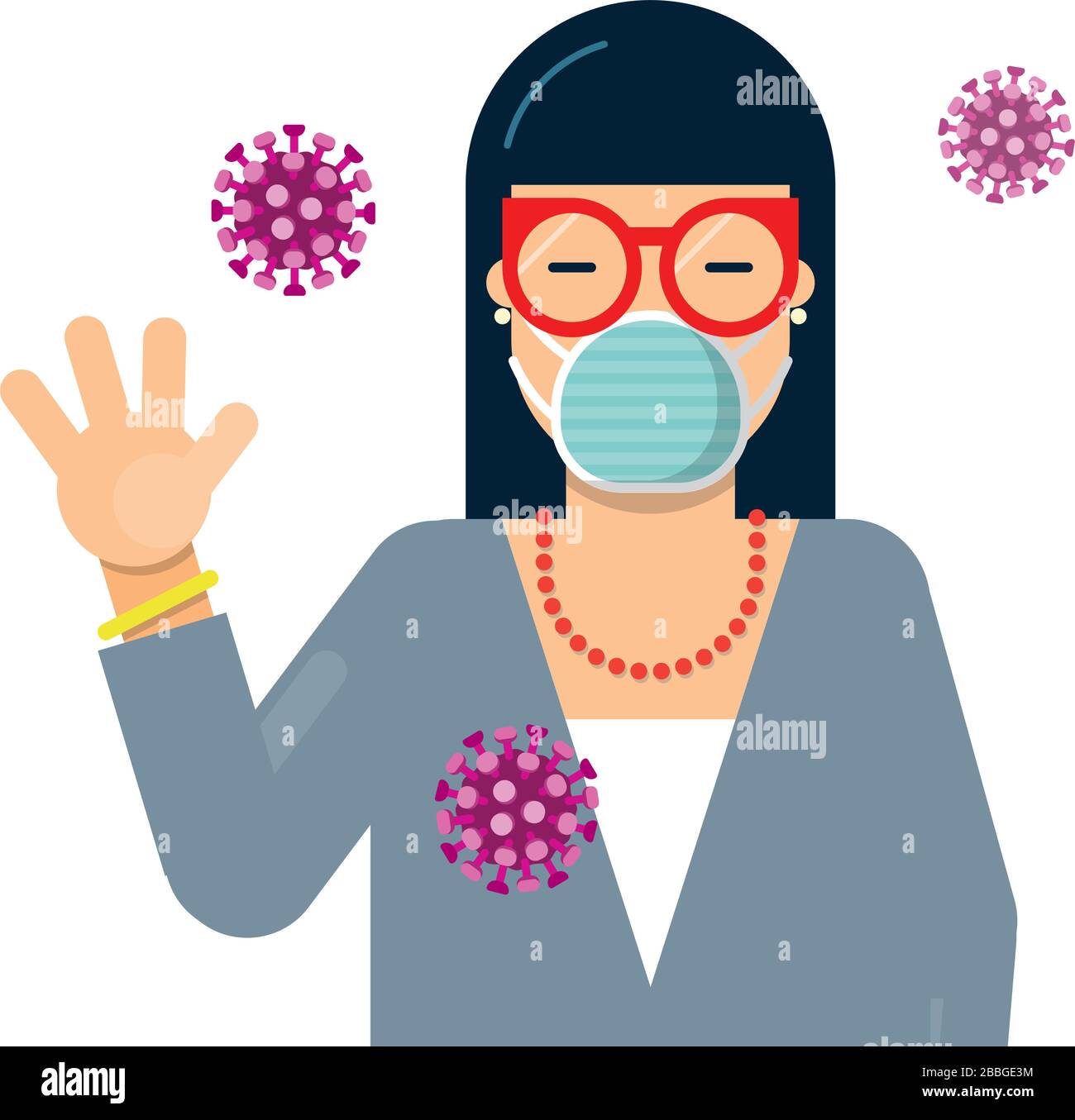 vector illustration with character wearing a protection mask Stock ...