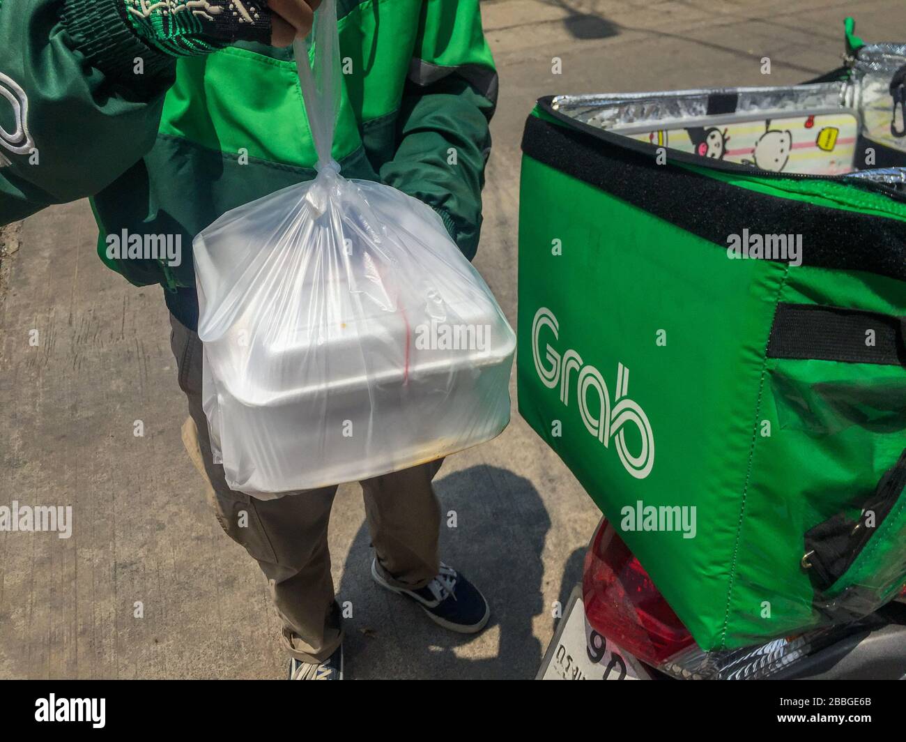 Bangkok, Thailand - March 30, 2020: Grab Food Delivery, Man with ...