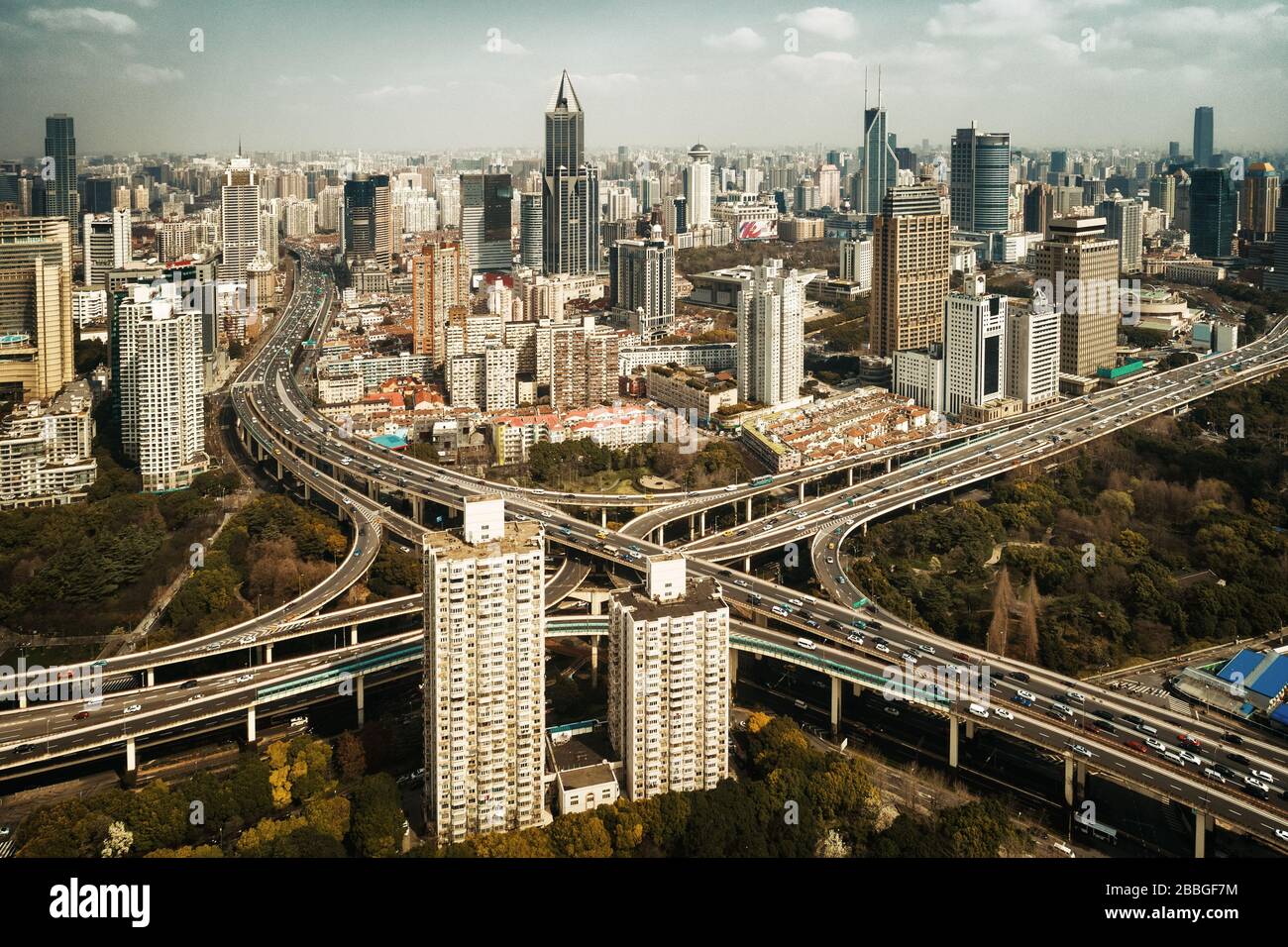 Shanghai road bridge aerial hi-res stock photography and images - Alamy