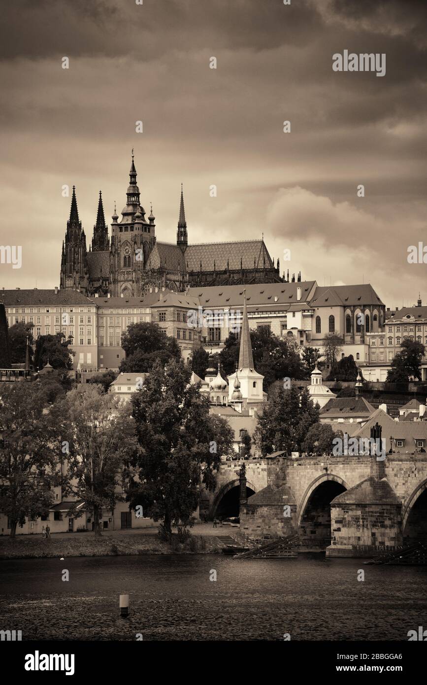 Prague city view with historical buildings in Czech Republic Stock ...