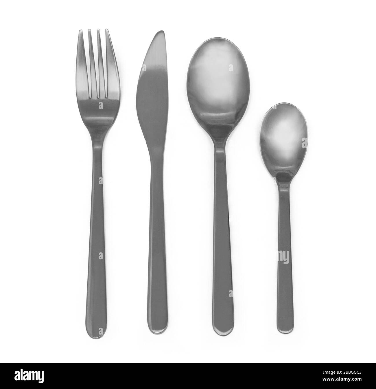 Cutlery set with Fork, Knife and Spoon isolated, with clipping path ...