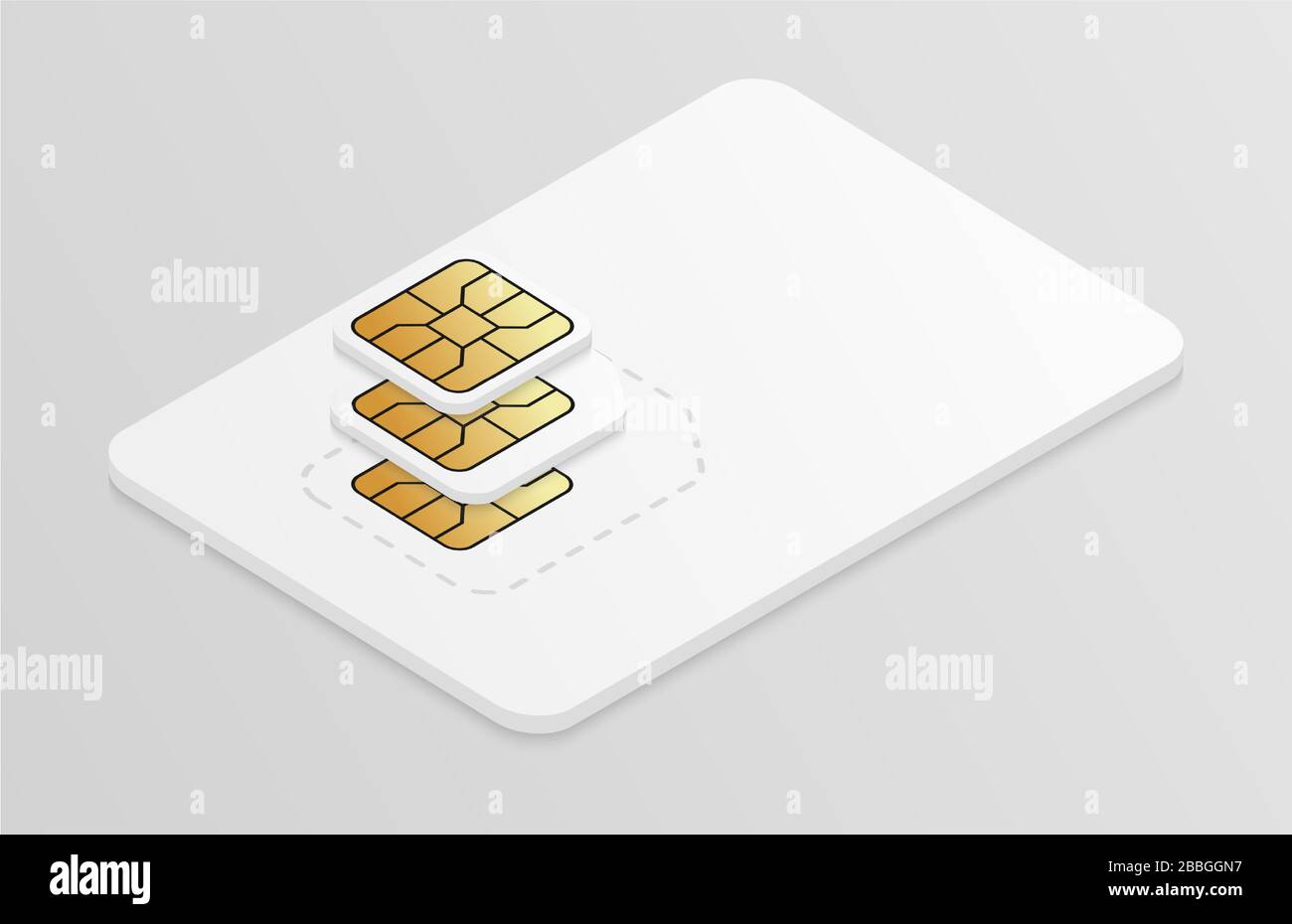Plastic SIM card mockup. Mobile phone standard, micro and nano cellular ...