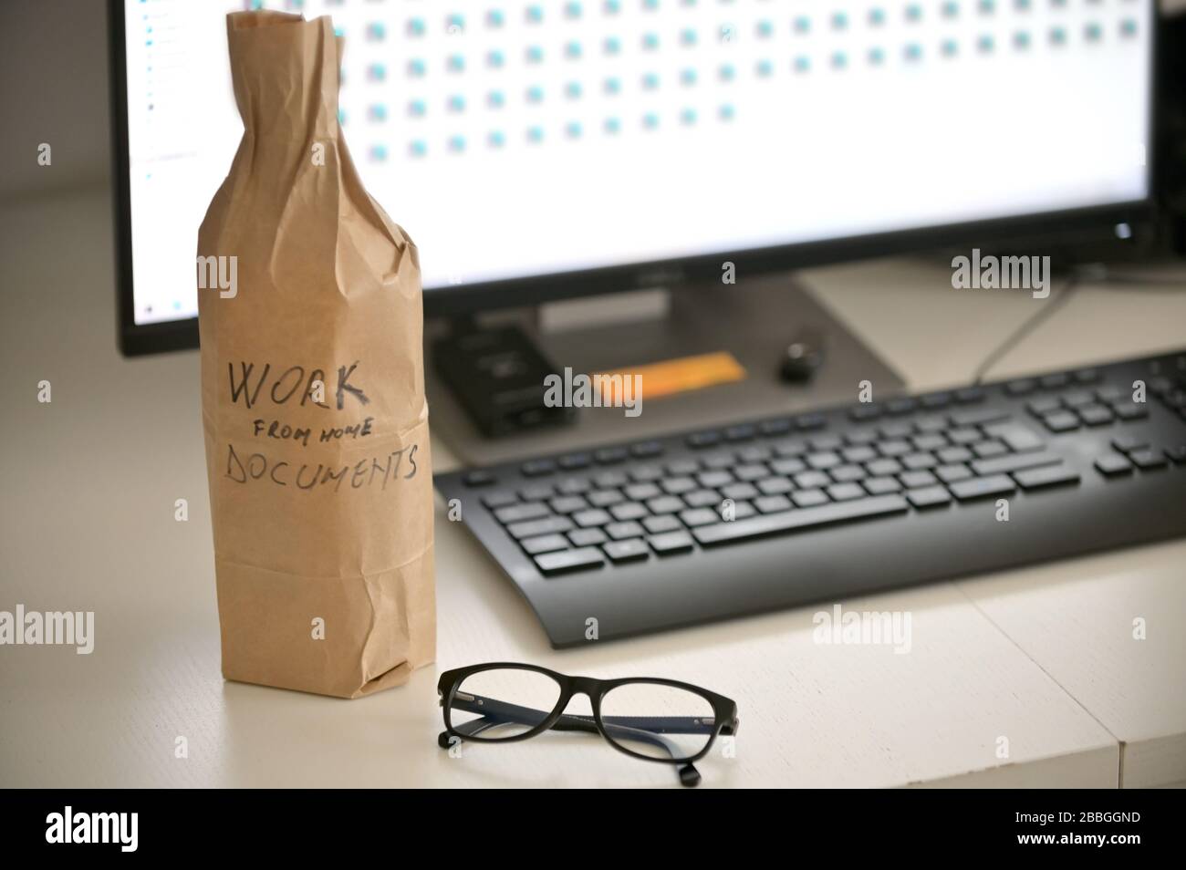 Work From Home drinking at work Office Concept Stock Photo - Alamy