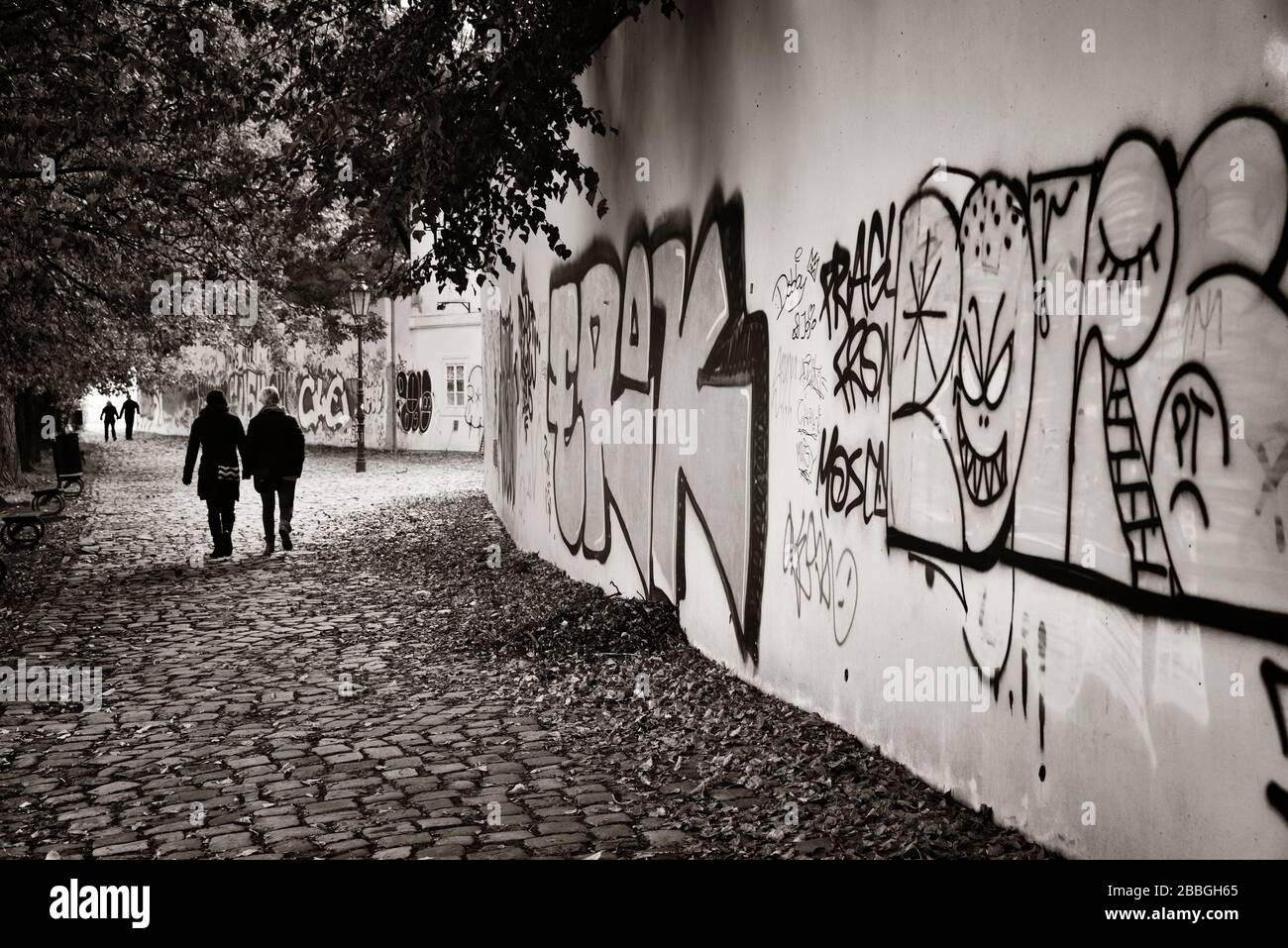 Street view with graffiti in Prague Czech Republic Stock Photo - Alamy