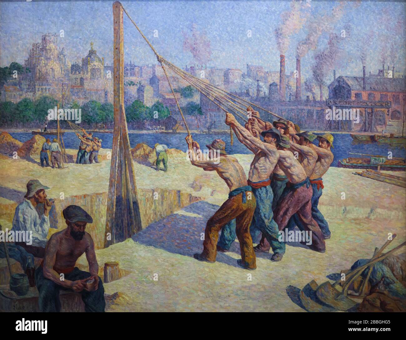Painting 'Pile Drivers at Billancourt' by French Neo-impressionist ...