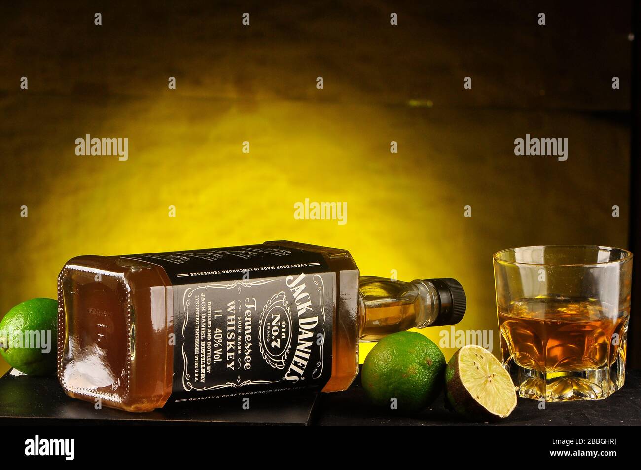 Whiskey Jack Daniel's on a studio shot Stock Photo - Alamy