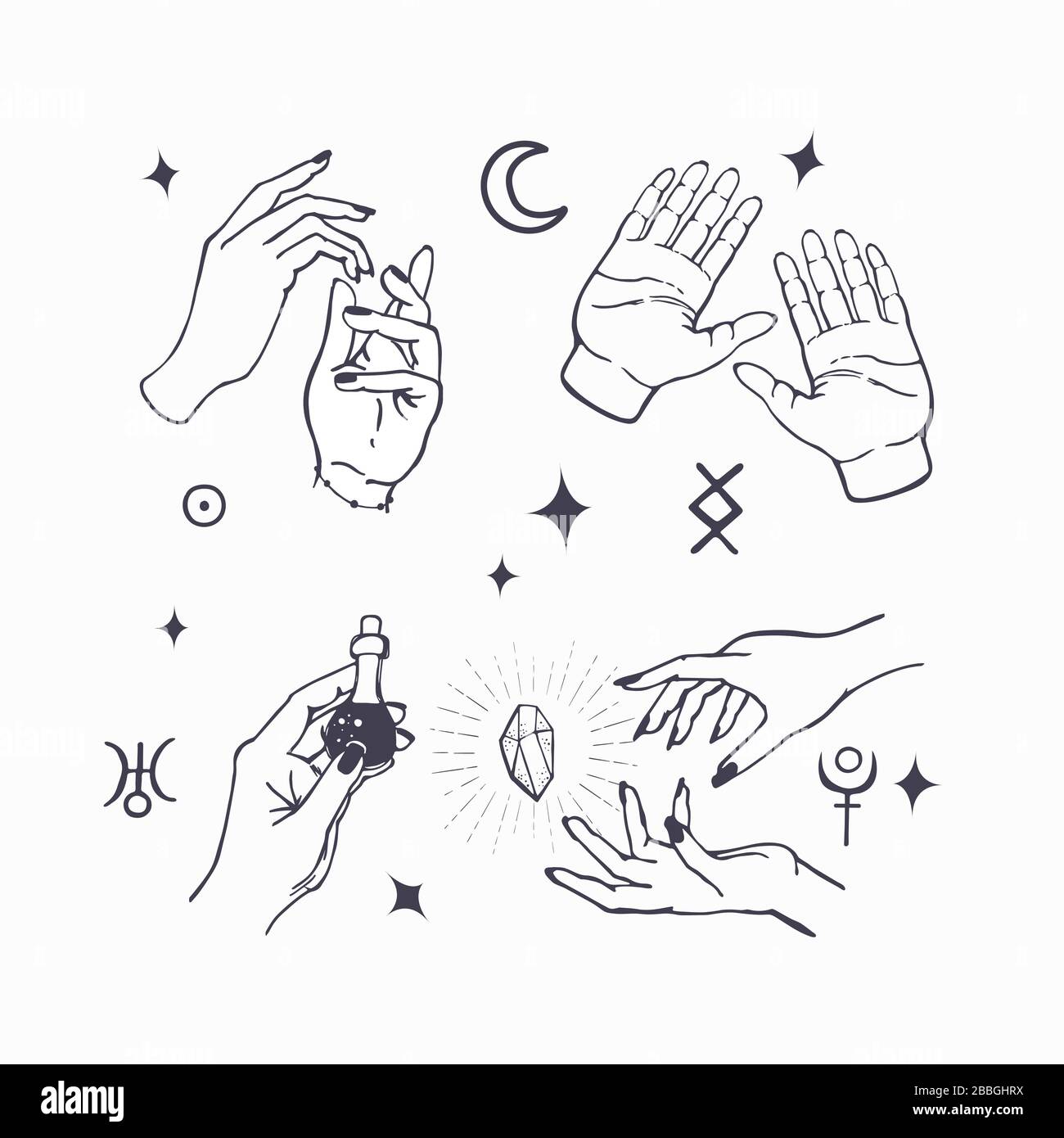 Female hands moon star Stock Vector Images - Alamy